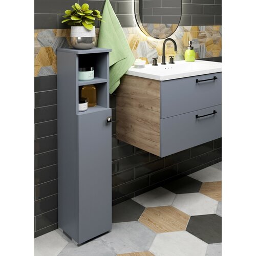 Шкаф для туалетной комнаты, REGENT style, ШТВиола2н, темно-серый, левый, 95*20*19