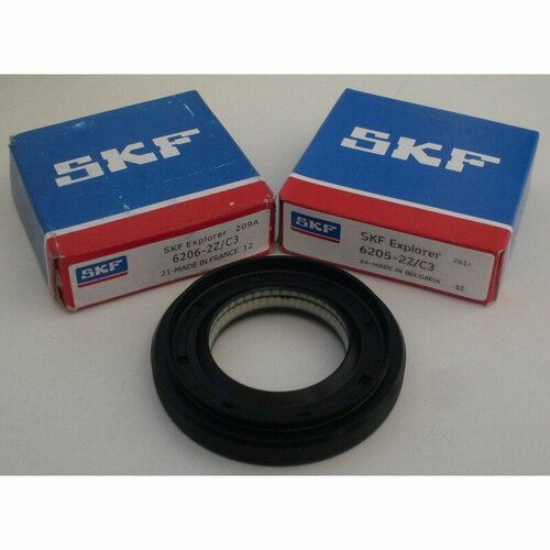 Комплект фирменных подшипников SKF 6203 / 6204 + сальник 25*50,55*10/12 + смазка, подходят для стиральной машины Samsung (Самсунг)