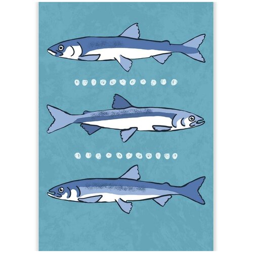 Постер детский интерьерный "Веселые рыбки" 30х41 см. Серия " Морская тема"