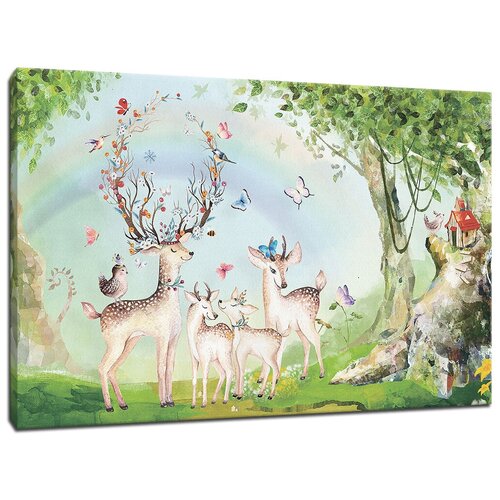 Картина Уютная стена "Сказочный акварельный олень" 100х60 см
