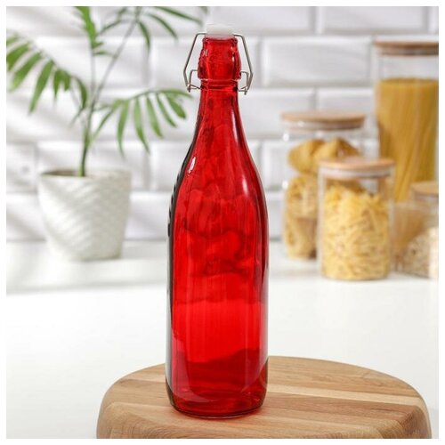 Бутылка стеклянная для соусов и масла с бугельным замком «Галерея», 1,11 л, 9×32 см цвет микс