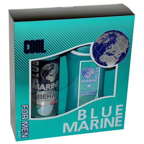 Festiva подарочный косметический для мужчин Blue Marine Cool (шампунь 250 мл + пена для бритья 200 мл)