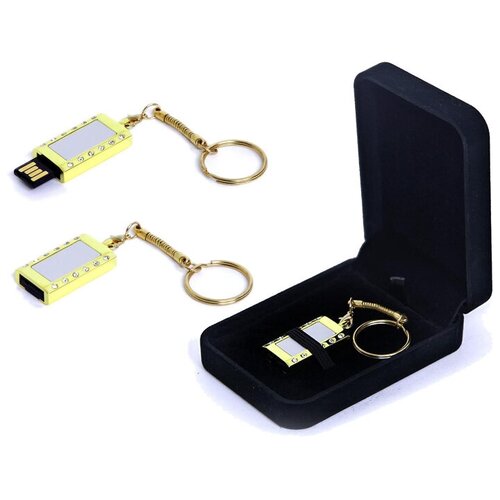 Подарочный набор флешка Кулон в коробочке (64 Гб / GB USB 2.0 Золотой MiniDiamond_N Праздик день влюбленных 14 февраля любимой девушки)