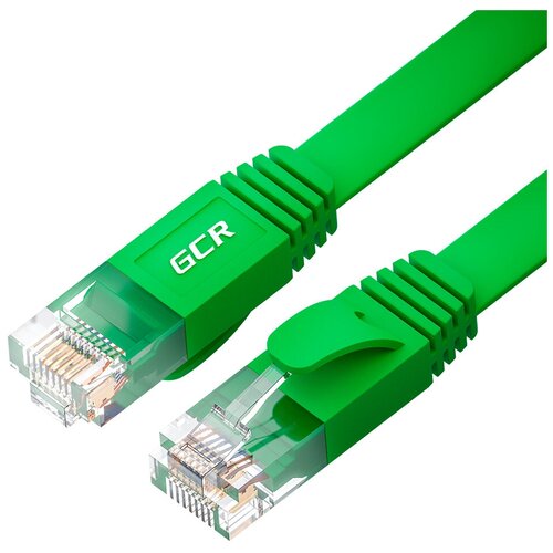 Патч-корд PROF плоский UTP cat.6 10 Гбит/с RJ45 LAN компьютерный кабель для интернета (GCR-LNC65) зеленый 0.15м