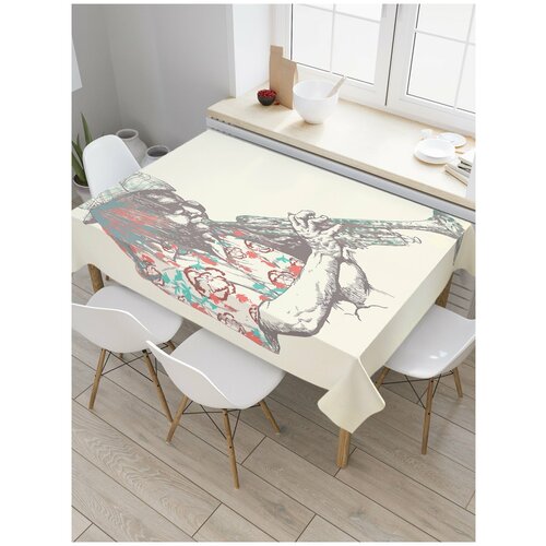 Скатерть прямоугольная JoyArty на кухонный стол "Уличный трубач" из оксфорда, 180x145 см
