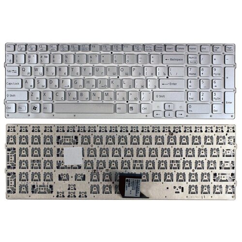 Клавиатура для ноутбука Sony Vaio NSK-SE0BF серебристая без рамки