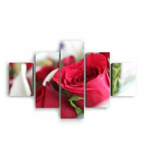 Модульная картина на Холсте - "Красная роза (макро)", размер 120х80 см
