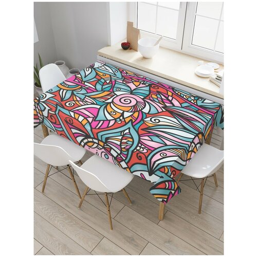 Скатерть прямоугольная JoyArty на кухонный стол "Граффити в стиле дудл" из оксфорда, 180x145 см