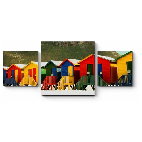 Модульная картина Яркие пляжные домики120x51