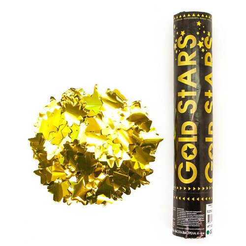 Ukid GIFT / Пневмохлопушка (12"/30 см) / Металлизированные звезды / Конфетти, золотой