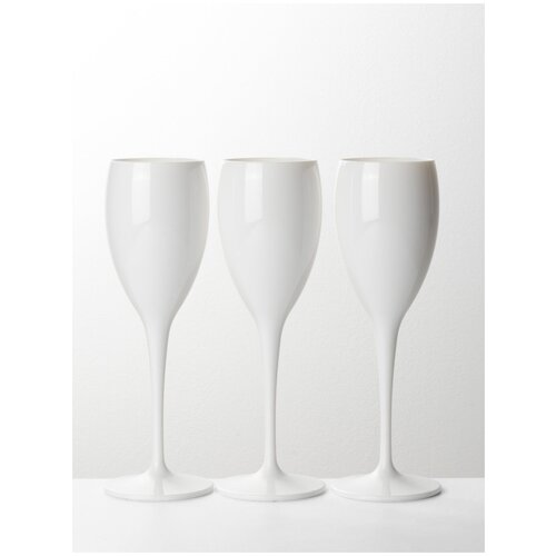 Многоразовые пластиковые бокалы для шампанского Nipco из поликарбоната. Белые 3 штуки