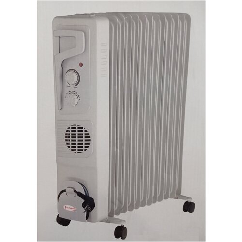 Масляный радиатор "Умница" ОМВ-13с.-2,9кВт 13 секций с вентилятором, серый цвет.