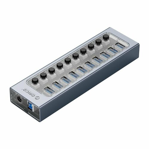 USB-концентратор ORICO 10 USB-A 3.0, прозрачный (ORICO-AT2U3-10AB-EU-GY-BP)