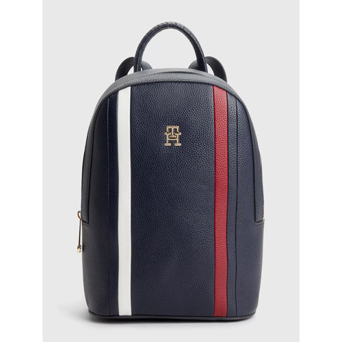 Рюкзак TOMMY HILFIGER Stripe Textured Logo, фактура матовая, зернистая, синий