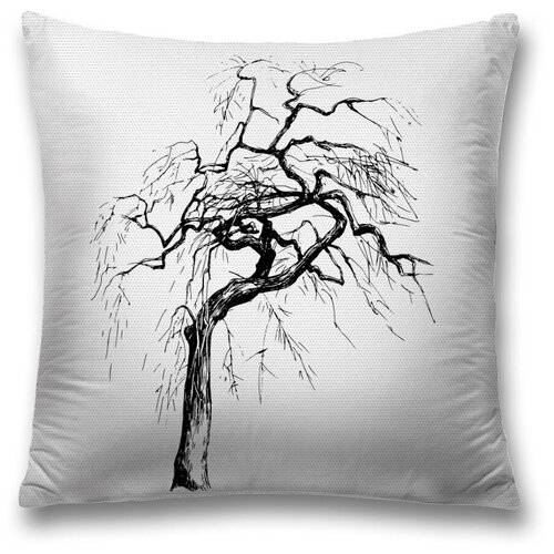 Наволочка декоративная на молнии, чехол на подушку JoyArty "Одинокое старое дерево" 45х45 см
