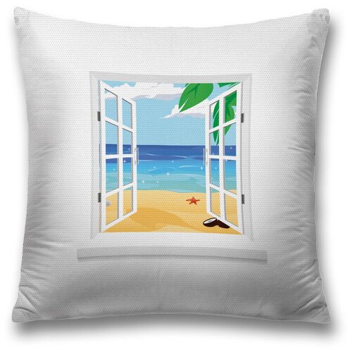 Наволочка декоративная на молнии, чехол на подушку JoyArty "Вид на пляж" 45х45 см