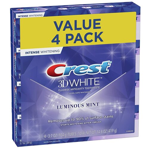 Crest 3D White Luminous Mint – Комплект из 4-х Отбеливающих зубных паст