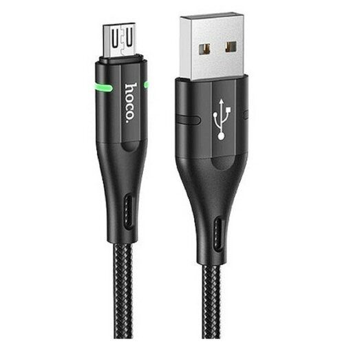 Кабель Hoco U93, USB - microUSB, 2.4 А, 1.2 м, индикатор, черный