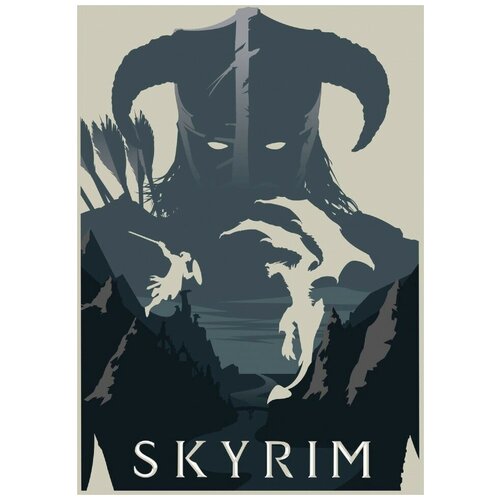 Плакат, постер на холсте Skyrim/Скайрим. Размер 21 на 30 см