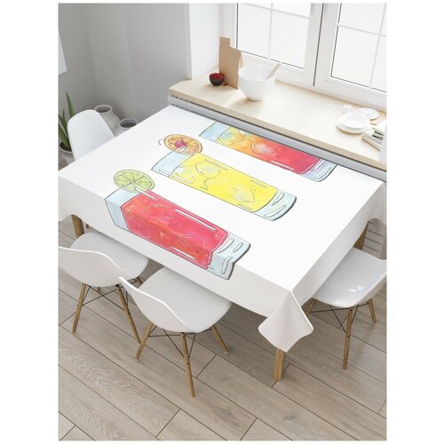 Скатерть прямоугольная JoyArty на кухонный стол "Экзотические коктейли" из оксфорда, 180x145 см