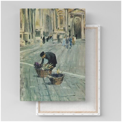 Картина на холсте с подрамником / Пименов Юрий - Венеция. Одинокая продавщица цветов