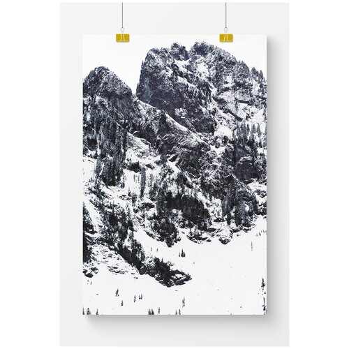 Постер на стену для интерьера Postermarkt Снег в горах, размер 50х70 см, постеры картины для интерьера в тубусе