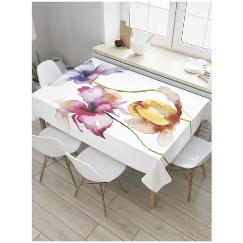 Скатерть прямоугольная JoyArty на кухонный стол "Акварельные лепестки" из оксфорда, 120x145 см