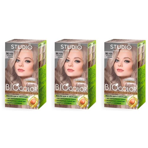Essem Hair Studio Professional BioColor стойкая крем-краска для волос 3 шт, 90.105 пепельный блондин, 115 мл