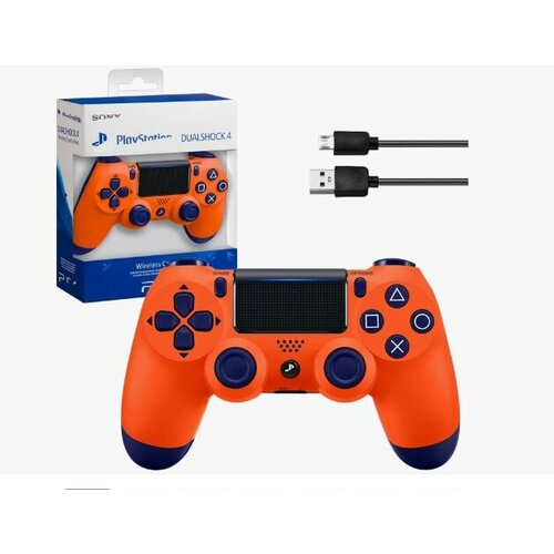 Беспроводной Bluetooth геймпад для PlayStation 4. Джойстик совместимый с PS4, PC и Mac, устройства Apple, устройства Android, оранжевый