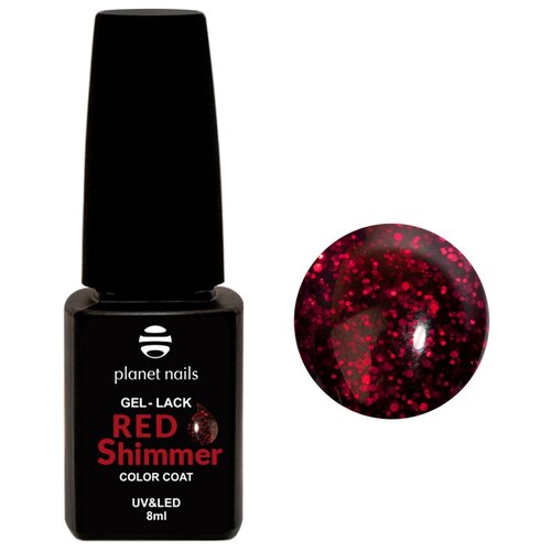 Planet nails Гель-лак Red Shimmer, 8 мл, 834