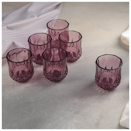 Набор стаканов «Грани», 200 мл, 6 шт, цвет розовый