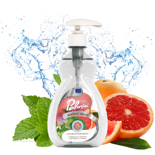 Жидкое мыло для рук Palmia антибактериальное с эфирными маслами грейпфрута и мяты, 0.45л