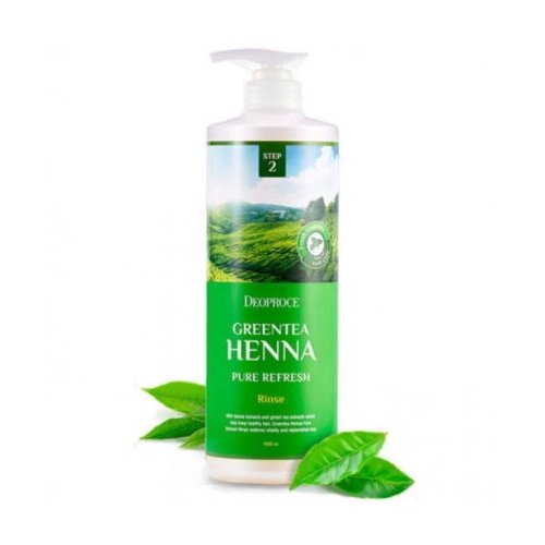 DEOPROCE, GREENTEA HENNA PURE REFRESH RINSE, Бальзам для волос с зеленым чаем и хной, 1000мл