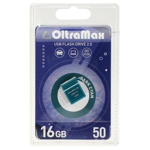 Флешка OltraMax 50, 16 Гб, USB2.0, чт до 15 Мб/с, зап до 8 Мб/с, голубая