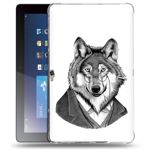 Чехол задняя-панель-накладка-бампер MyPads волк в пиджаке для Huawei MediaPad M2 10.0 M2-A01W/L 10.1 противоударный