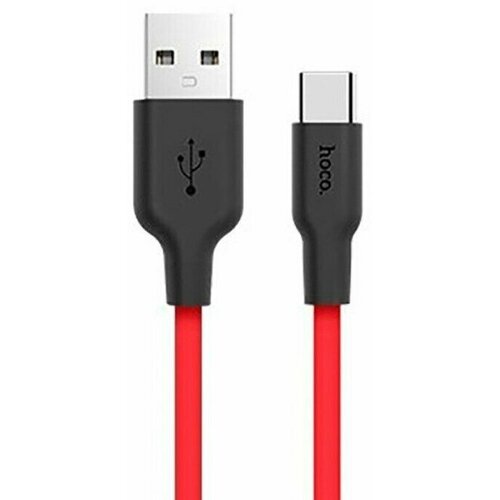 Кабель USB - Type-C Hoco X21 Silicone (100 см) (черный/красный), 1 шт.