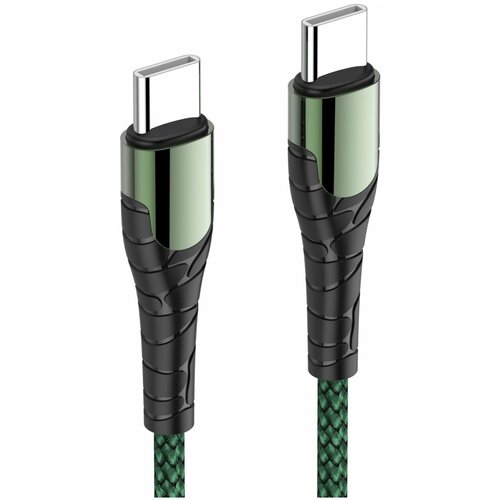 Кабель LDNIO LC102/ USB PD: Type-C--Type-C/ 2m/ 60W/ медь: 176 жил/ Нейлоновая оплетка/ зеленый