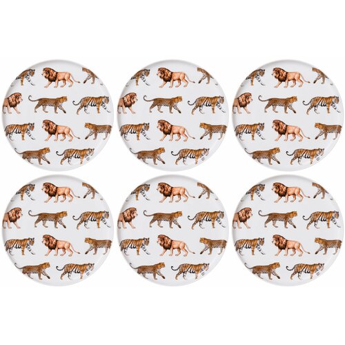 Набор тарелок Обеденных Столовых 24 см на 6 персон Lefard Animal World, Фарфор, Мелкие Белые, 6 Шт набор посуды