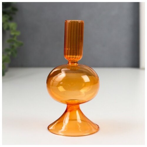 Подсвечник стекло на 1 свечу "Сомма" прозрачный оранж 15х7х7 см