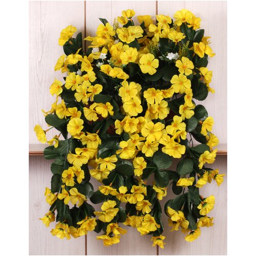 Искусственные цветы / Свисающие фиалки в вазоне / Букет цветов / Искусственные растения / Декор для дома / Желтый