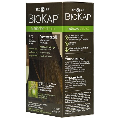 BioKap Nutricolor Delicato стойкая крем-краска для волос, 6.3 темно-русый золотистый, 140 мл