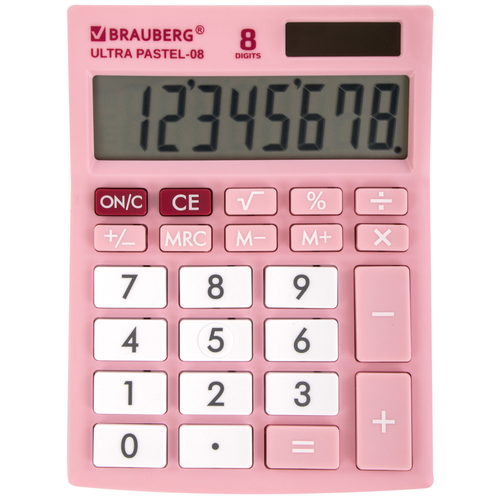 Калькулятор настольный BRAUBERG ULTRA PASTEL-08, розовый, 2 шт.
