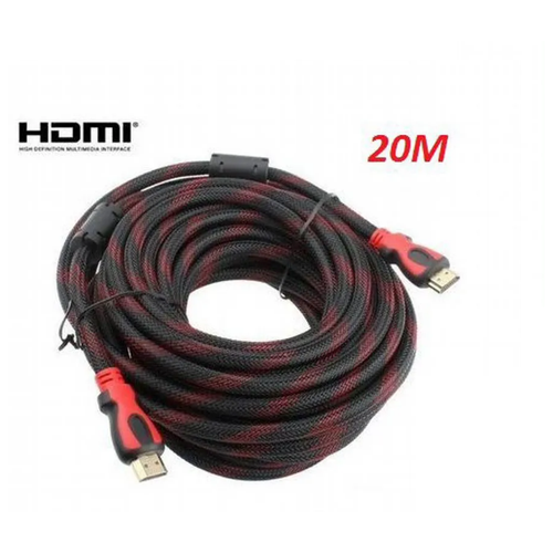Кабель HDMI-HDMI 20 метров / FULL HD / ver 1.4 / тканевая оплетка
