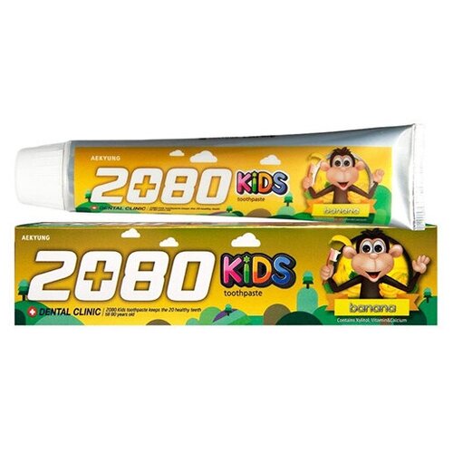 Детская зубная паста со вкусом банана, 80 гр/ Kids Toothpaste Banana, Dental Clinic 2080 (Дэнтал Клиник)