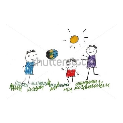 Постер на холсте Дети играют в волейбол 44см. x 30см.