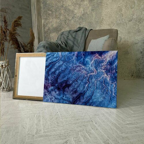 Картина на холсте (Синяя абстракция глубины океана) 60 80 см/ для интерьера/в комнату/на стену/в подарок