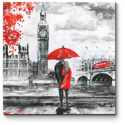 Модульная картина Влюбленные на берегу Темзы, Лондон 40x40