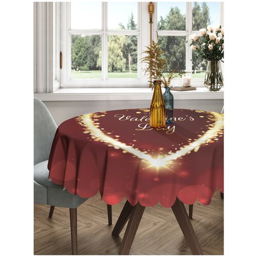 Скатерть круглая тканевая на стол JoyArty с рисунком "Сияние сердца" 150 на 150 см