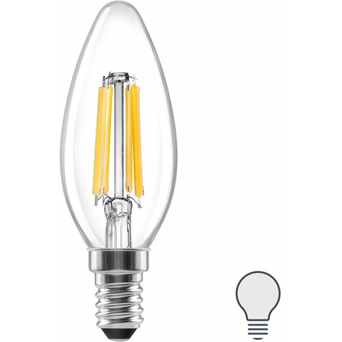 Лампа светодиодная Lexman E14 220-240 В 6 Вт свеча прозрачная 800 лм нейтральный белый свет