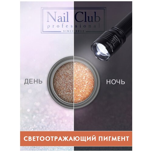Nail Club professional Светоотражающий пигмент для ногтей Reflex Amber, 1 шт.